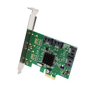 I/O Crest 4 Port SATA III PCI-e 2.0 x1 Controller Card Marvell 9215 Non-Raid with Low Profile Bracket SI-PEX40064