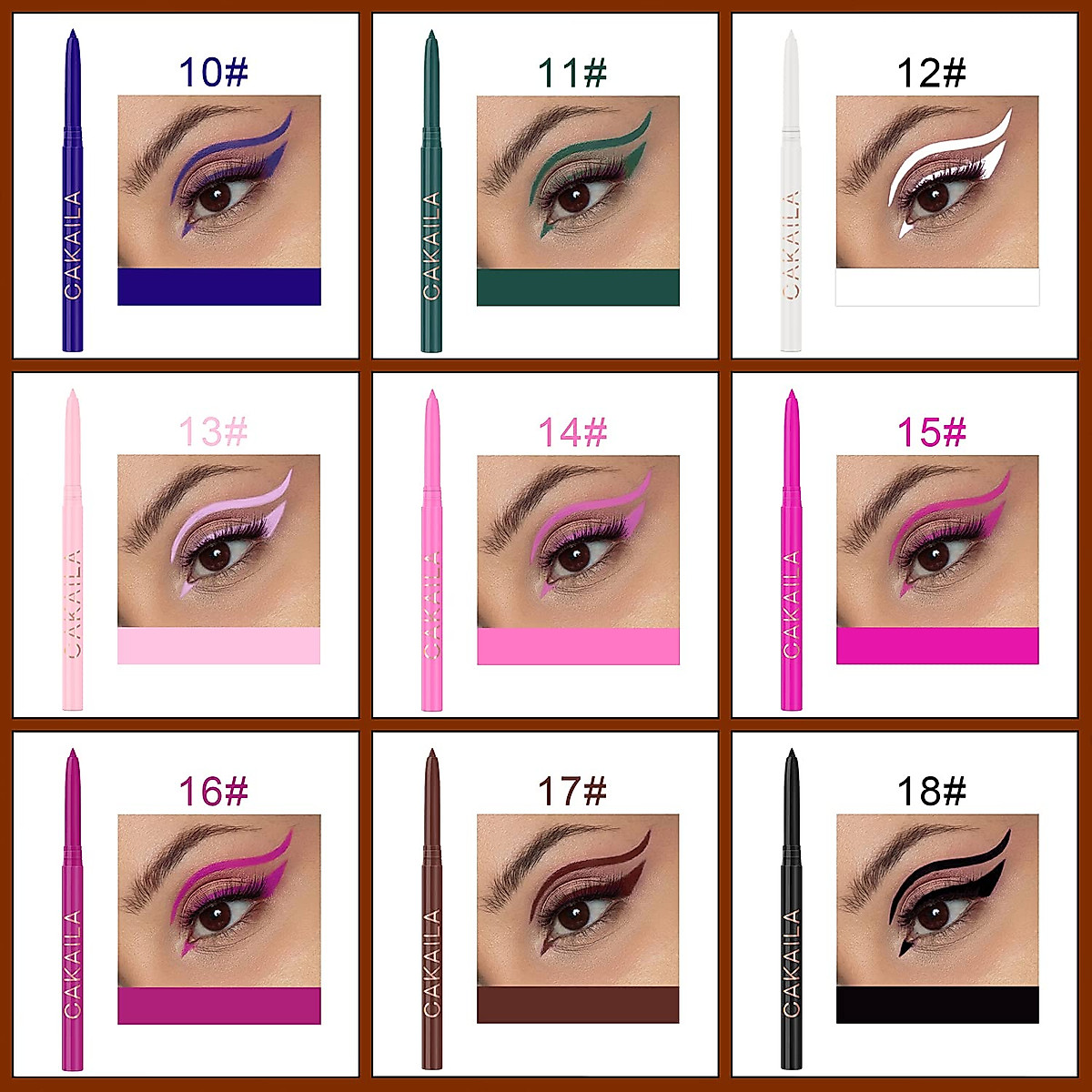 18 Colors Eyeliner Pen Set, Eye Shadow Pencil, Pearl Eyeliner Kit Metallic Eyeliner Pencil Glitter Colored Eyeliner for Women Eye&Lip Liner Professional Waterproof Retractable Eyeliner (18PCS)