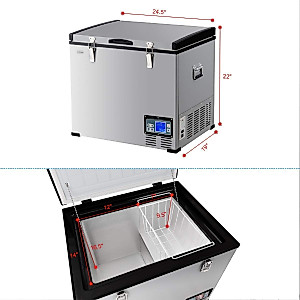 ReunionG 63-Quart Chest Freezer with LCD Display, Temperature-Adjustable Mini Vehicle Refrigerator with Removable Basket and Handles, Portable Electric Cooler Fridge for Home, RVs and Office