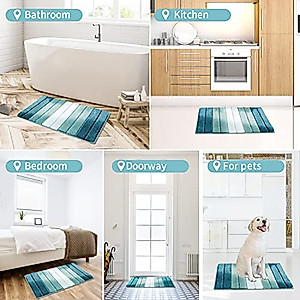 SiliPacks Bathroom Rugs 20"x32" Non-Slip Microfiber Carpet, Machine Washable Quick Dry Bath Mats for Bathroom, Bedroom and Kithchen -Turquoise