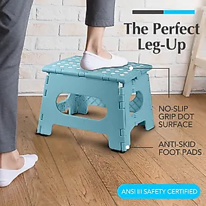 Handy Laundry Folding Lightweight Step Stool is Sturdy Enough to Support Adults and Safe Enough for Kids. Opens Easy with One Flip. Great for Kitchen, Bathroom or Bedroom. (Teal)