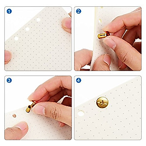 INCREWAY Phillips Screws, 30 Sets 5mm X 25mm Copper Plated Chicago Binding Screws Round Cross Head Stud Screw Posts Nail Docking Rivet Chicago Button, Brass Tone