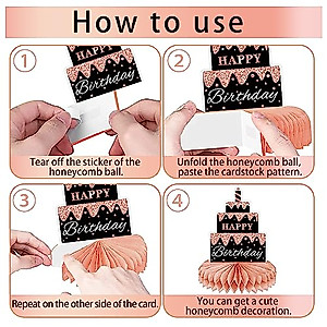 10Pcs Rose Gold 50th birthday decorations Honeycomb Centerpieces for women ，Happy 50th Birthday Centerpieces Tables Toppers Party Supplies,50th Birthday Table Sign Decor