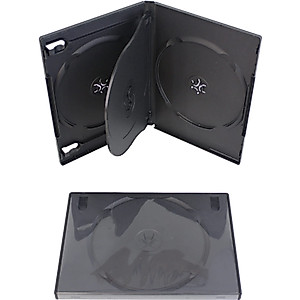 SquareDealOnline - DV4R14BKWT - Standard 14mm DVD Cases - 4 Disc Capacity - Black - (10 Pack)