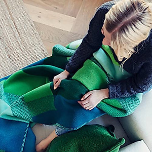 Roros Tweed Designer 100% Norwegian Wool Throw Blanket in Many Patterns (Mikkel in Green)
