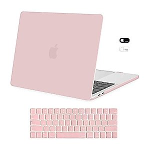 MOSISO Compatible with MacBook Pro 13 inch Case 2023, 2022, 2021-2016 M2 M1 A2338 A2251 A2289 A2159 A1989 A1708 A1706, Plastic Hard Shell Case & Keyboard Cover Skin & Webcam Cover, Rose Quartz