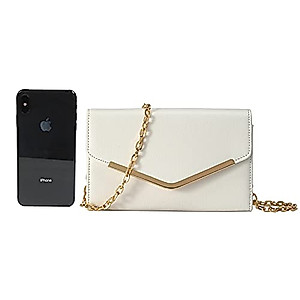 Autumnwell Clutch Purse Evening Bag for Women，White Envelope Handbag With Detachable Chain for Wedding and Party