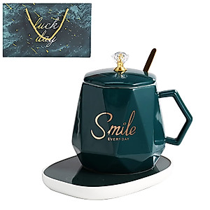 MWNAGO Coffee Mug Warmer for Desk, Electric Coffee Warmer for Desk with Auto Shut Off, Smart Cup Warmer Set with Cup for Heating Coffee, Beverage, Milk, Tea and Hot Chocolate as Gift (green)