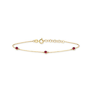 GELIN 14k Solid Gold Ruby Station Bracelet for Women