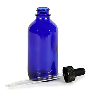 Vivaplex, Cobalt Blue, 4 oz Glass Bottles, with Glass Eye Droppers - 2 pack