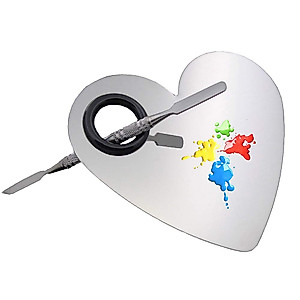 AYWFEY 2 Sets 2 in 1 Set Makeup Mixing Palette, Stainless Steel Cosmetic Foundation Makeup Palette with Spatula, Makeup Artist Makeup Enthusiast Tools for Blending Cosmetic Eye Shadow Lipstick, Silver