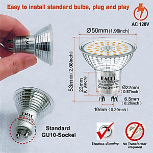 EACLL MR16 GU10 LED Bulb Dimmable, 3000K Warm White, 7W Equivalent 75W, 25,000 Hours Lifetime, Energy Efficient Soft White Light, 750 Lumens 120 Degree Flood Beam No Flicker Spotlight, 4-Pack