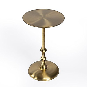 HomeRoots 19" Gold Aluminum Round Pedestal End Table
