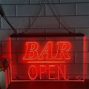 AALINE Bar Open Neon Sign Home Bar Decor LED Neon Sign bar Open Sign Shop Bar Club Pub Sign Bar Open Sign Party Decor with Dimmable Switch,Red,15.7"x11.8"
