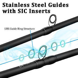 Cadence Essence Fishing Rod, Extremely Sensitive Baitcasting Rod, Strong & Lightweight 24-Ton Graphite Rod, Super Smooth Stainless Steel Guides with SIC Inserts, Freshwater Fishing Pole