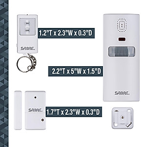 SABRE Home Security System with Remote, 125dB Alarm, Audible Up to 850 Feet (259 Meters), Wireless, Comes with 1 Motion Sensor Alarm, 2 Door or Window Alarms and 1 Remote Key Fob, Home and Away Modes