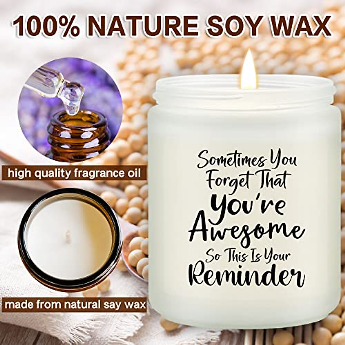 Volufia Sometimes You Forget That You're Awesome Candle - Inspirational Gifts for Women - Thank You Gifts for Coworker, Best Friends -Teacher Appreciation Gifts - Funny Cancer Gifts for Women