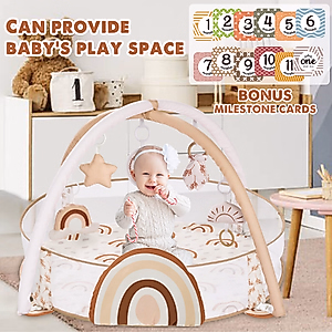 Crisschirs 6-in-1 XL Large Baby Gym & Ball Pit, Play Mat & Play Gym, Combination Baby Activity Gym with Milestone Cards for Sensory Exploration and Motor Skill Development, Balls are not Included