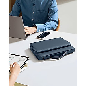 tomtoc 360 Protective Laptop Carrying Case for 14-inch MacBook Pro M3 A2992 A2918 M2/M1 Pro/Max A2779 A2442 2023-2021, 12.9-inch iPad Pro 3rd-6th Gen, Water-Resistant MacBook Accessory Bag Sleeve