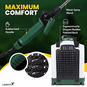 Liberty 4 Gallon, Battery Powered, Professional Grade, Backpack Electric Sprayer with Long Life Battery and Multiple Nozzles