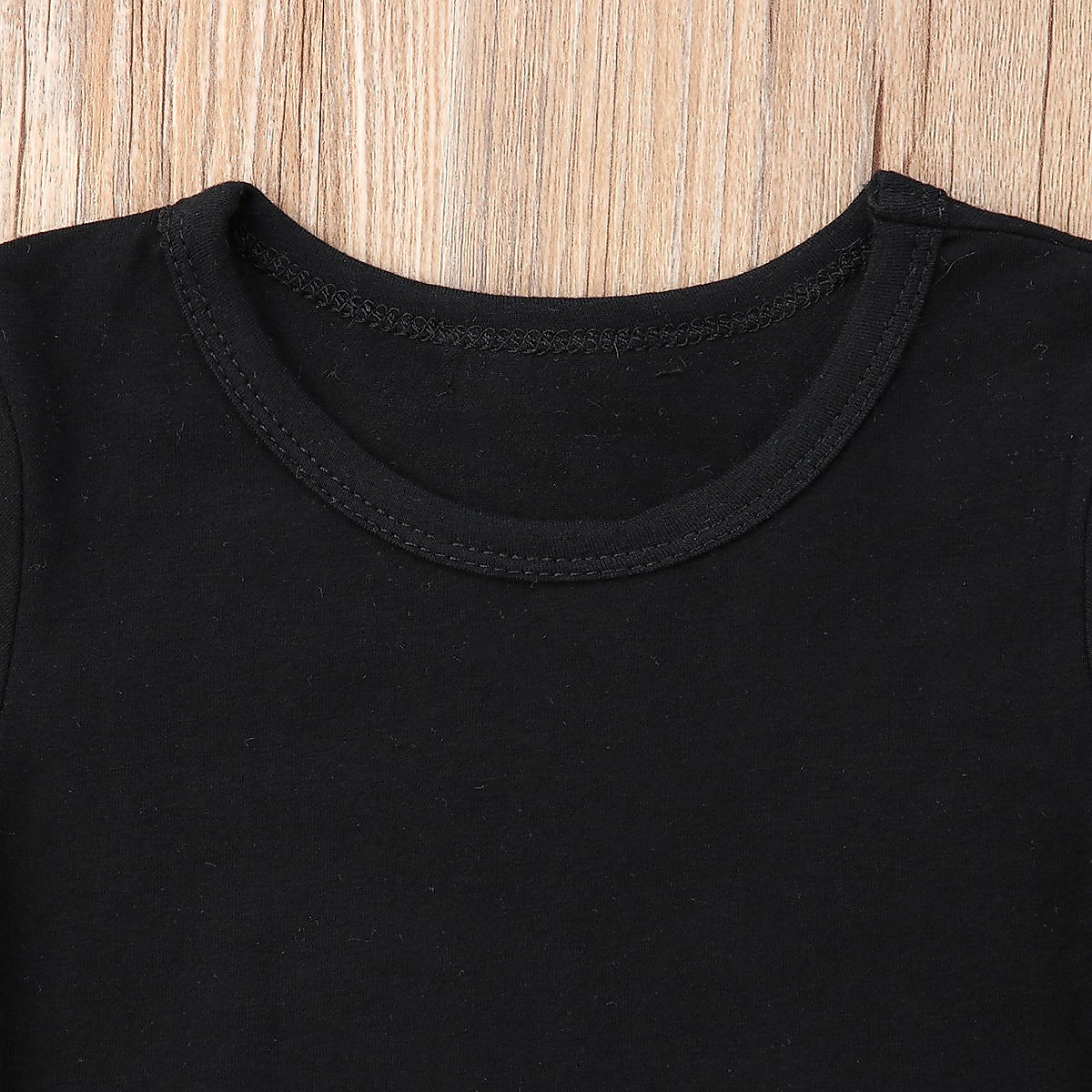 Mubineo Infant Baby Girl Basic Bell Short Sleeve Cotton Romper Bodysuit Tops Clothes (Black, 0-3 Months)