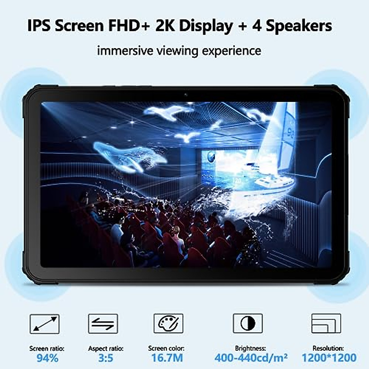 FOSSIBOT 2023 Latest Android 13 Tablet, 10.4Inch Octa-Core Rugged Tablets 16+256GB/1TB 11000mAh Battery, 1200x2000 IPS FHD+ Display+48MP Camera, Fast Charging/WiFi/Dual SIM/Bluetooth/GPS/OTG