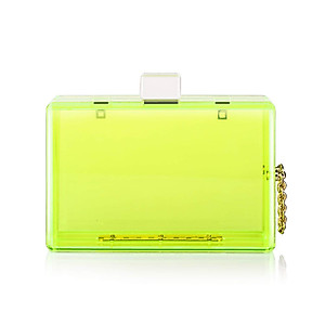 MILANBLOCKS Neon Transparent Clear Acrylic Plastic Hard Party Clutch Purse