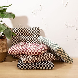 Meideli 16.54" Cute Thickened Seat Cushion Checkerboard Grid Soft Chair Cushion for Dining Chair Dorm Office Black & White 42cm/16.54in