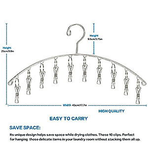 Gabbay 2 Pack Stainless Steel Laundry Drying Rack 4.0 mm Save Space Drip Hanger with 10 Clips Drying Towels, Diapers, Baby Clothes,Underwear, Socks Gloves