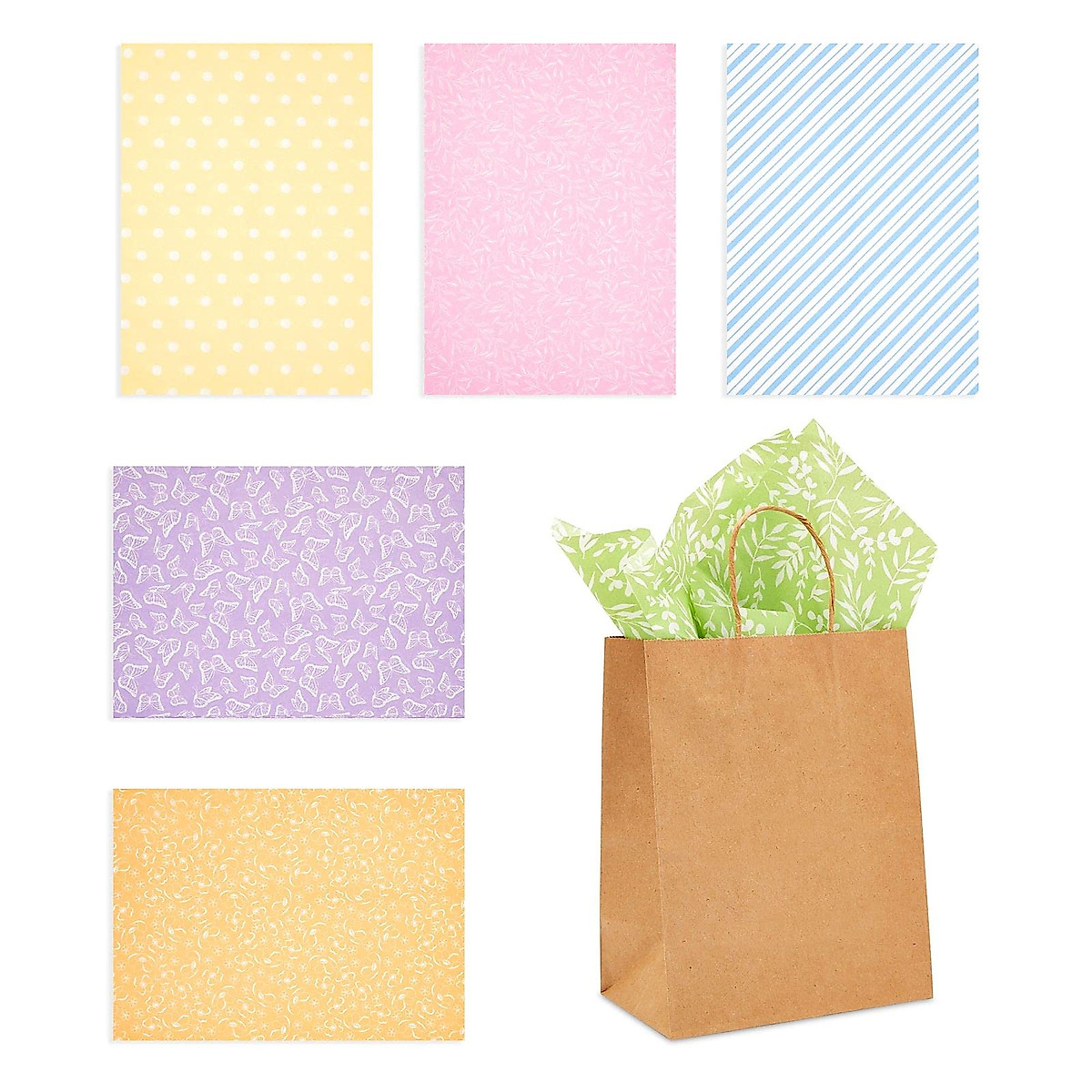 Decorative Tissue Paper for Gift Wrapping, 6 Printed Patterns (14x20 in, 120 Sheets)
