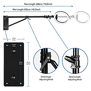 Selens Wall Mount Triangle Boom Arm-Max Length 5.9 Feet/180cm , 180° Flexible Rotation Camera Wall Mount for Photography Strobe Light, Ring Light, Umbrella Softbox, Reflector (Black)