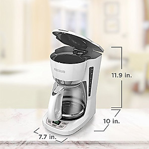 Black+Decker CM1160W-1 CM1160W 12-Cup Programmable Coffeemaker, white/stainless steel