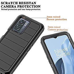 YmhxcY for OnePlus Nord N300 5G Case with Built in Screen Protector/Drop Proof 3-Layer Durable Cover,Shockproof Drop Protection Solid Rubber Case for OnePlus Nord N300 5G-Black