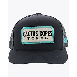 HOOEY Adjustable Snapback Trucker Hat with Cactus Ropes Logo (Black)