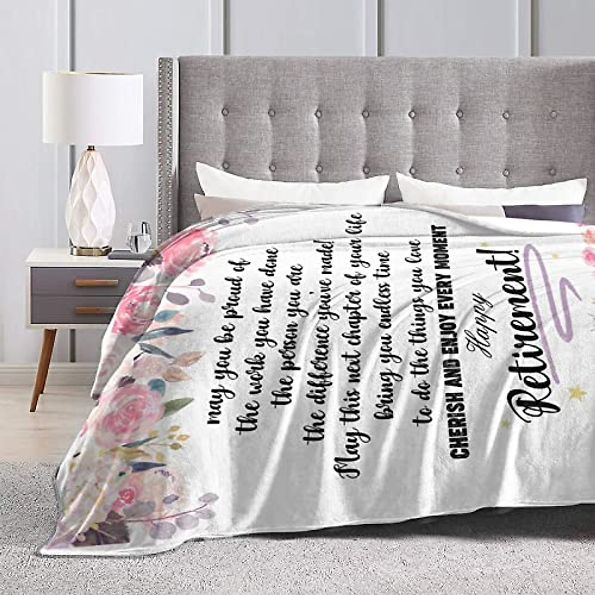 BUUGVIIL Retirement Gifts Retirement Blanket Retired Throw Floral Blankets for Boss Coworker Friend Farewell Gifts 50X60 in