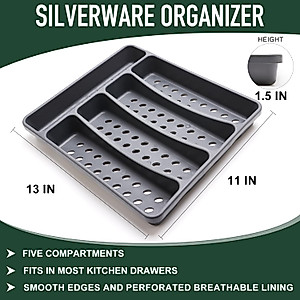 21-Piece Black Silverware Set with Organizer Tray Stainless Steel Cutlery Utensil Set Kitchen Spoons and Forks Set Tableware Set Heavy Duty Flatware Set Service for 4 Forks Spoons and Knives Set