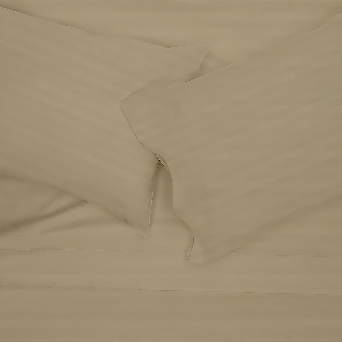 Sunday Home 400 Thread Count 100% Cotton Sheets Damask Stripe Khaki Queen Sheets Set 4 Piece - Ultra Soft Long Staple Sateen Weave Luxury Bed Sheet Set with 16" Deep Pockets - Oeko Tex Certified