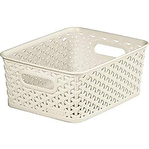 Curver My Style Small Rectangular Storage Basket, Vintage White, 4 Litre
