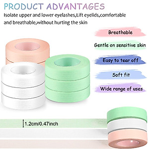 9 Rolls Eyelash Tape Eyelash Extension Tape with 60 Pairs of Eyelash Extension Patches, Breathable Fabric Lash Tape Under Eye Gel Pads for Eyelash Extension Supply, Eye Mask Eye Patches Beauty Tool