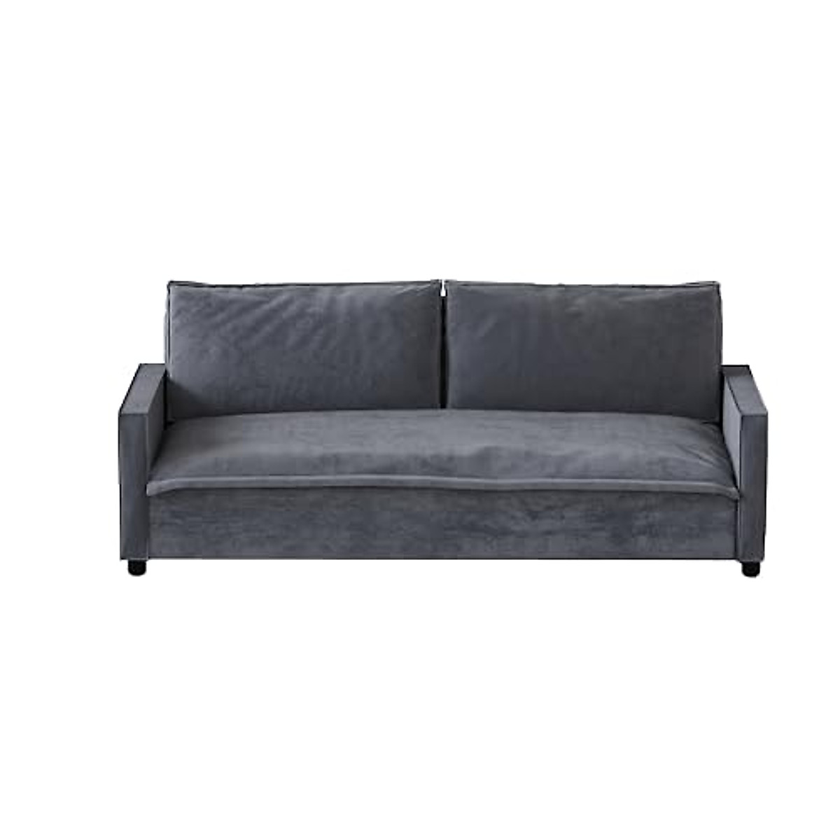 Verfur Pull Out Couch, Dark Gray Velet 63.8" Queen with USB Port