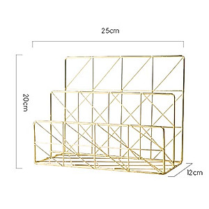 Magazine Rack Wall Wrought Iron Bookshelf Gold Shelf Living Room Creative Home Wall Magazine Storage Rack Best Gift (Color : Gold, Size : 251220cm)