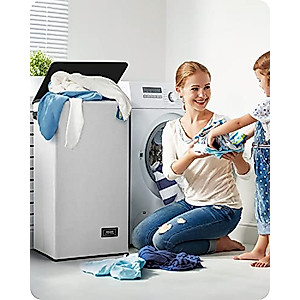 SOLEDI Laundry Hamper with Lid - 100L XL - Large Laundry Basket with Removable Bag, Collapsible Laundry Baskets, Convenient Storage - Hampers for Laundry for Bedroom, Bathroom, Closet, Dorm, Off-White