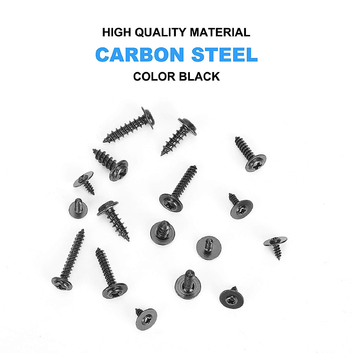 MEIYYJ 540pcs M2.3 M2.6 M3 Phillips Truss Head Tapping Screw Wafer Head with Washer, Self Tapping Screw Assortment Kit, Black Carbon Steel.