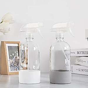 HOMBYS Empty Clear Glass Spray Bottles with Silicone Sleeve Protection - Refillable 17 oz Containers for Cleaning Solutions, Essential Oils, Misting Plants - Quality Sprayer - 2 Pack