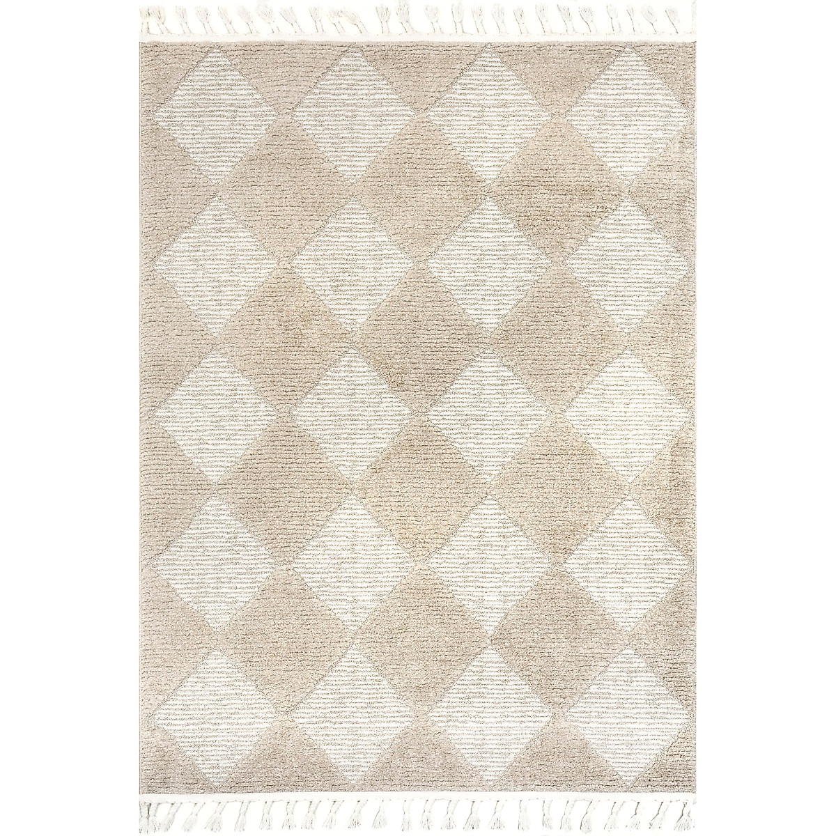 nuLOOM Marissa Trellis 7x9 Area Rug for Living Room Bedroom Dining Room Kitchen, Beige/Ivory