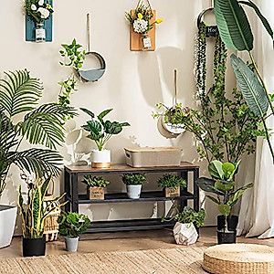 APICIZON Shoe Bench, 3-Tier 35.5 Inches Shoe Rack for Entryway with Long Seat and Metal Shelves for Garage, Industrial Steel Storage Bench for Living Room, Bedroom, Mudroom, Rustic Brown