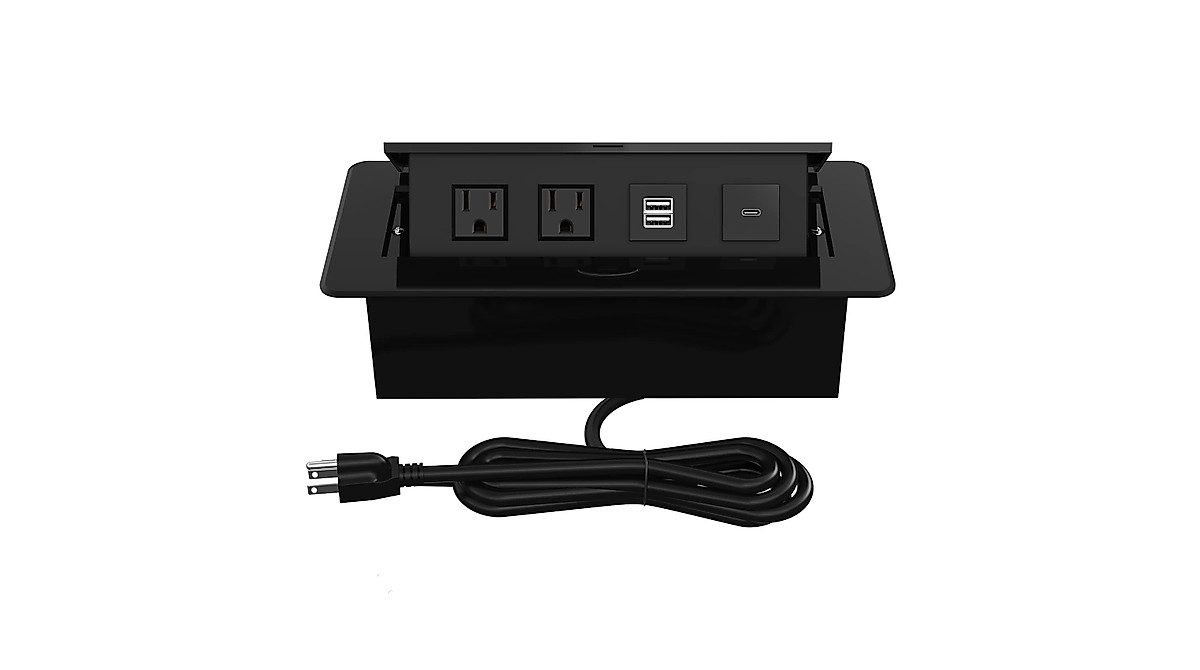 Pop Up Power Strip with PD 30W USB Ports, Recessed Power Grommet Outlet ...