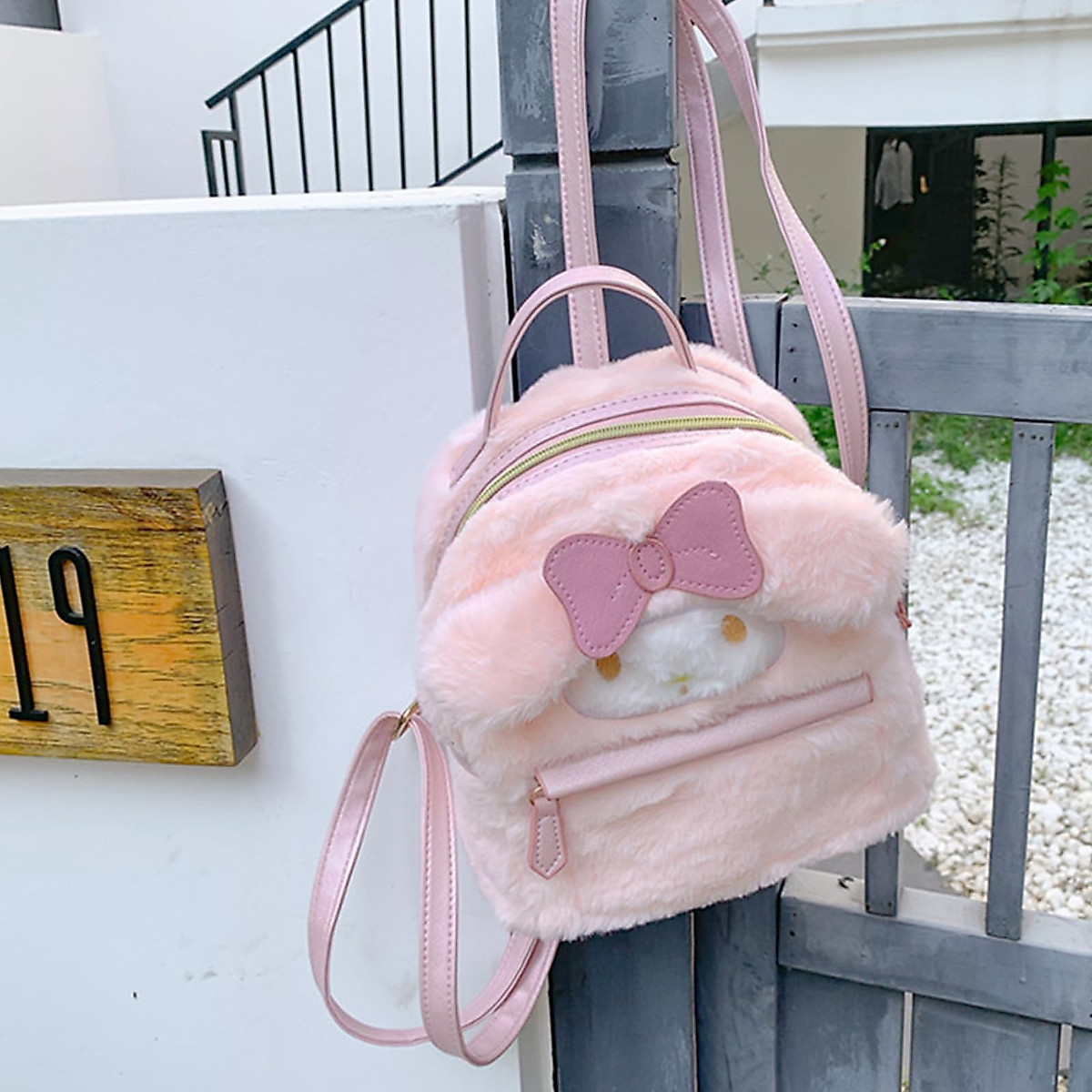 Cartoon Bag Plush Bag Cute Plush Figure Backpack School Handbag for Women Girls Gift Backpack (pink) One Size