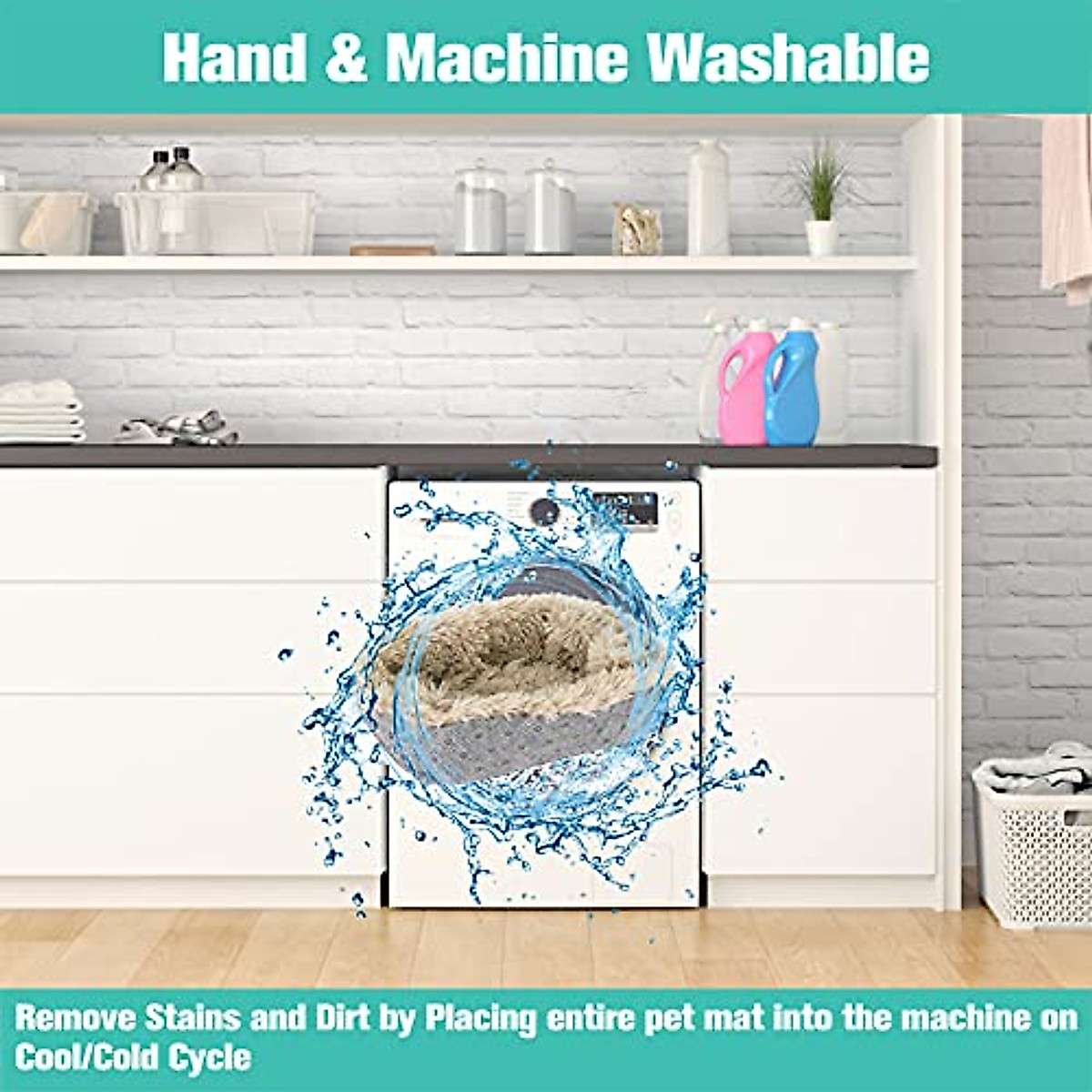 SCENEREAL Self-Warming Cat Bed Mat for Cats Small Dogs, Function 2 in 1 Soft Plush with Anti-Slip Bottom, Washable Pet Mat Autumn Winter Indoor Snooze Sleeping for Kittens Puppy Dog