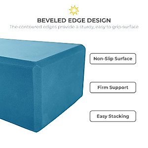 Sunshine Yoga 4" Yoga Block, 10 Pack Bulk EVA Foam Yoga Blocks, Firm and Supportive Yoga Brick for Stretching and Workout, Balance Foam for Schools and Studios, 4" x 6" x 9", Oceanside